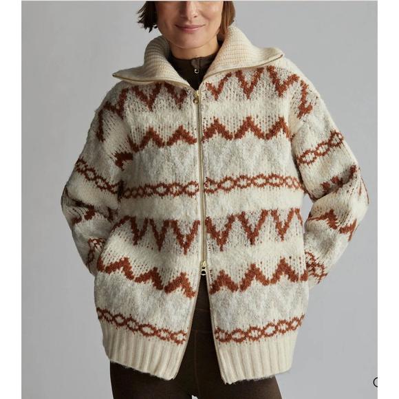 Varley | Sweaters | New Varley Brooke Fairisle Knit Jacket In Whitecap ...